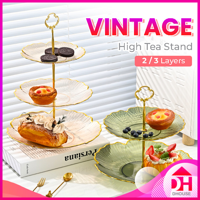 Premium Elegant Dessert Tray Petal High Tea Stand Fruit Cake Plate ...