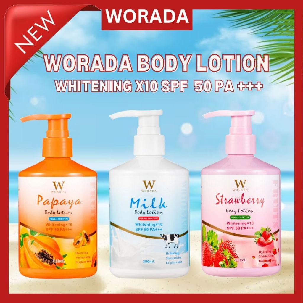 WORADA Whitening X10 SPF 50 PA+++ Papaya Lotion Gluta Acid And Papaya ...