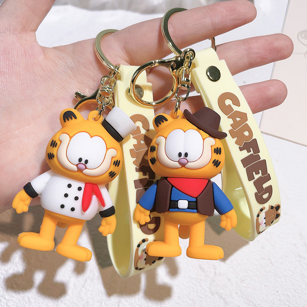 【12-hour Shipping】 Garfield Keychain Cartoon Cat Key Pendant Soft ...