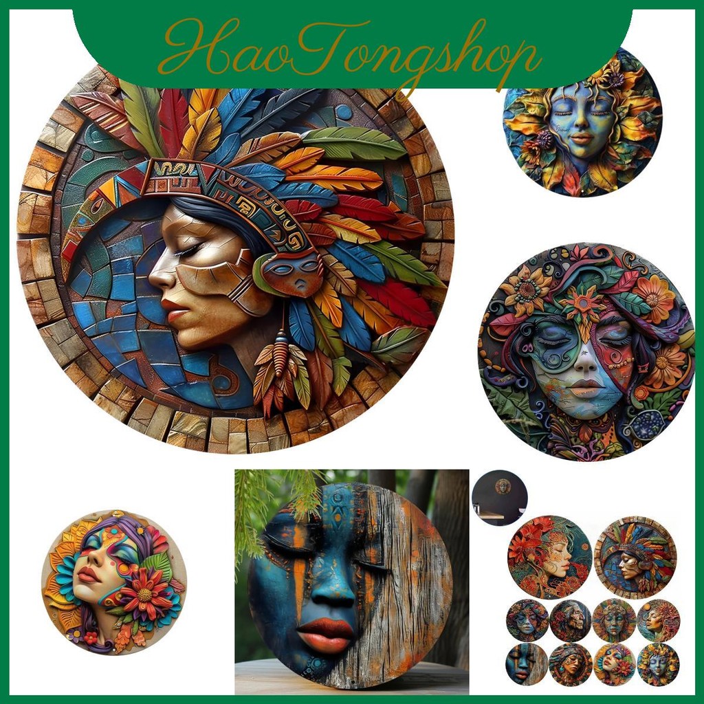 20x20cm Round Modern Aluminum Face Artwork For Chic Decor In Living ...