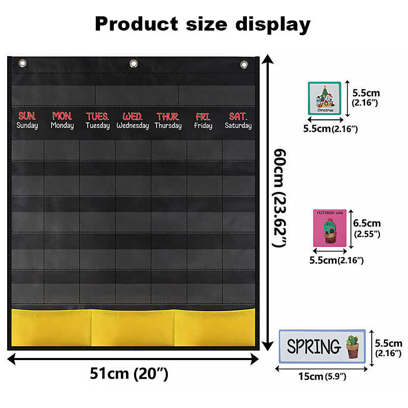 Charts Monthly Calendar Pocket Chart With 89 Cards For Students Kids ...