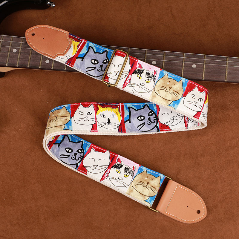 Ready Stock Guitar Strap Bass Shoulder Strap Cartoon Cat Electric ...