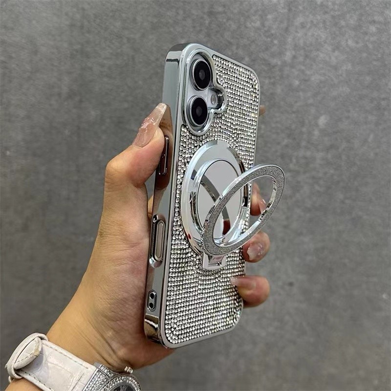 Luxury Diamond Glitter Mirror Magnetic Phone Case for iPhone 16 Pro Max 15 14 13 12 11 Pro Max ...