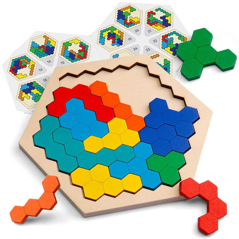 3D Puzzle Colorful Wooden High Quality Tangram Math Jigsaw Game ...