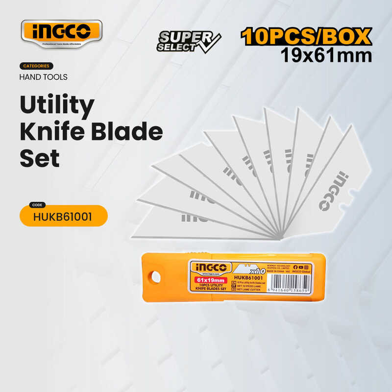 Ingco 10Pcs Snap-Off Blade Handy Utility Knife Cutter Stainless ...