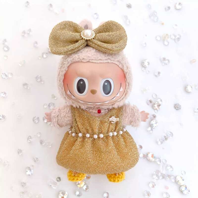 17Cm 2 ☆ Labubu Doll Clothes Little Chanel Style New Year Outfit Mokoko ...