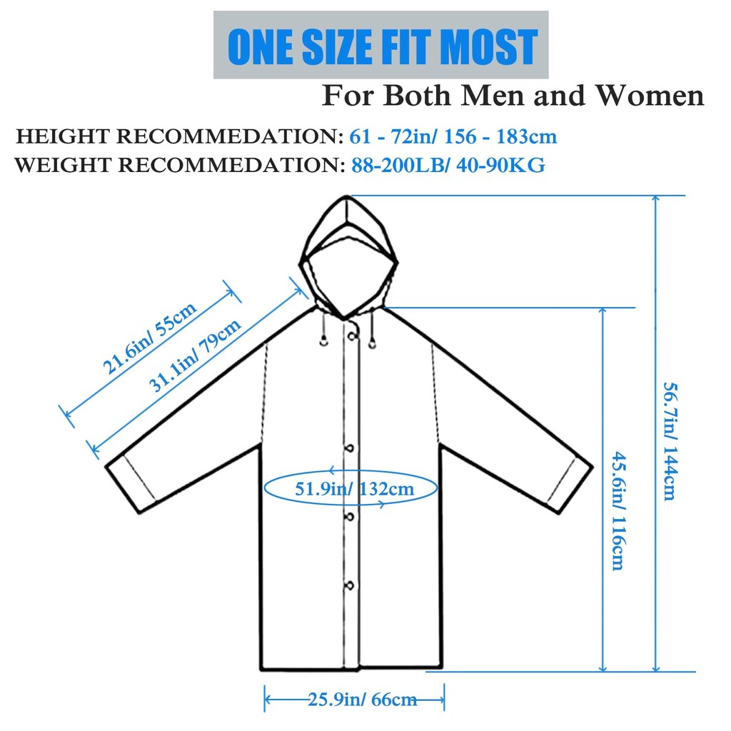 Reusable Rain Ponchos Portable EVA Rain Coats Makapal One-piece ...