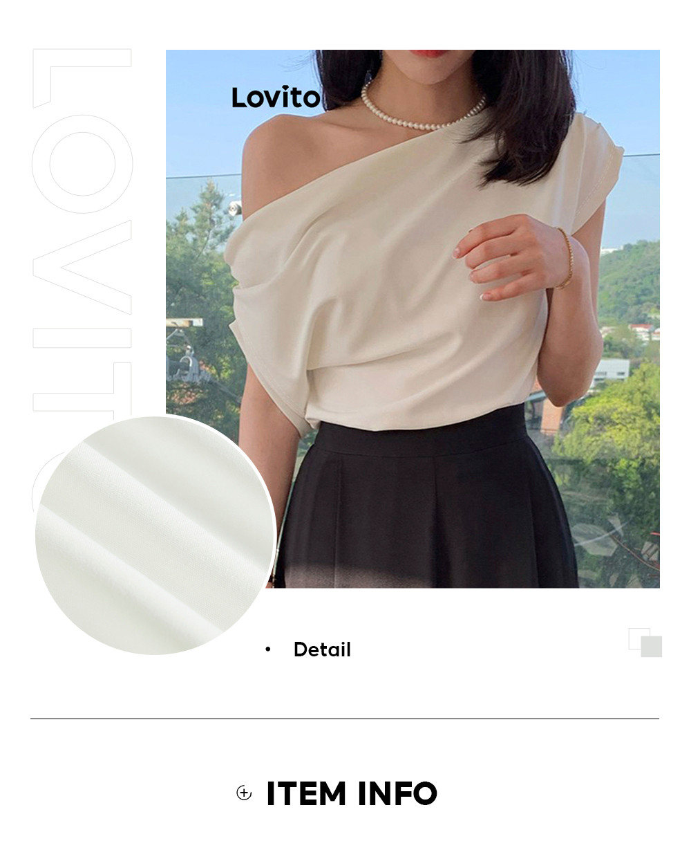 Lovito Casual Women T-Shirt Plain Cold Shoulder T-Shirt L104ED494 ...