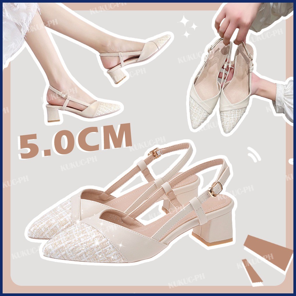 ⚖ Pointed Toe Block Heel Sandals Office Work Block Heel chunky Sandals ...