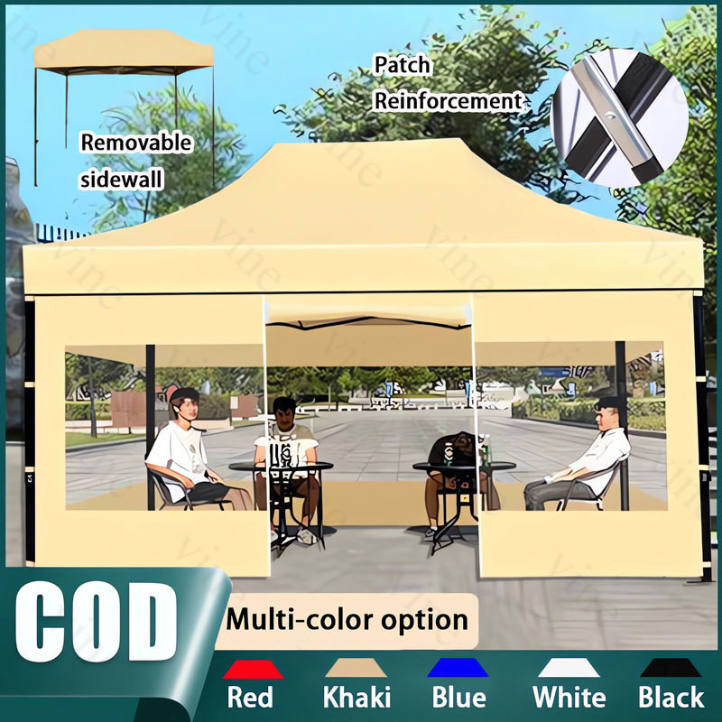 3x4.5m Canopy Tent Outdoor Tent with Side Cover and Door Folding Heavy ...