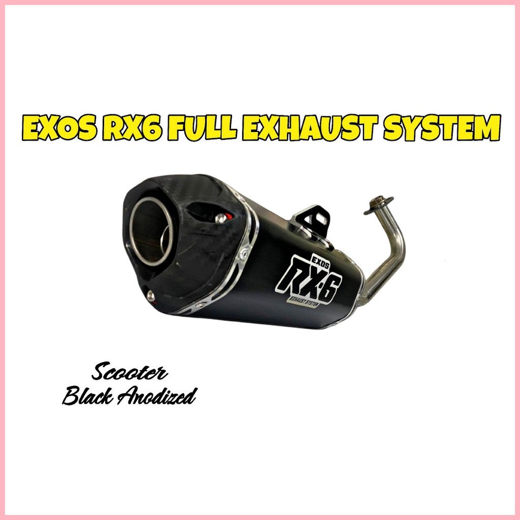 EXOS RX6 FULL EXHAUST SYSTEM for SCOOTER (BLACK) | Shopee Philippines