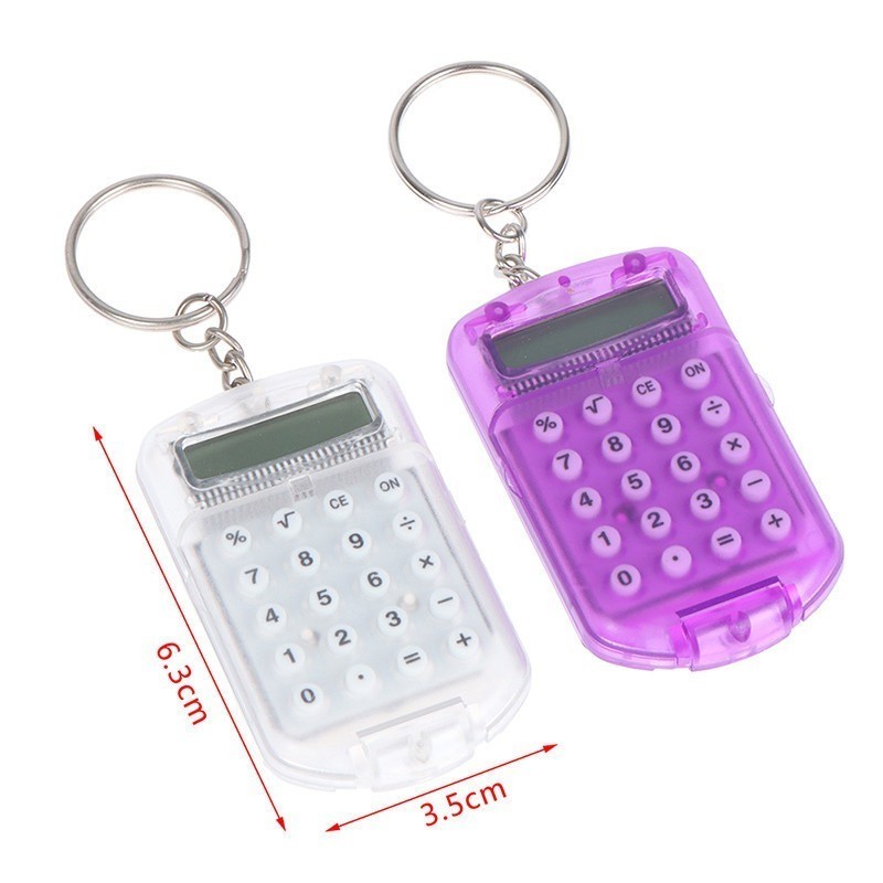 Mini Calculator Keychain Portable 8 Digit with Flip Cover for School ...