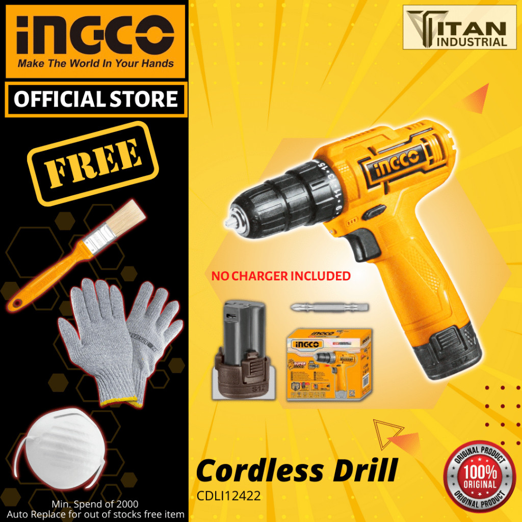 INGCO Cordless Drill 12V CDLI 12415 / CDLI 12422 Tm ss | Shopee Philippines