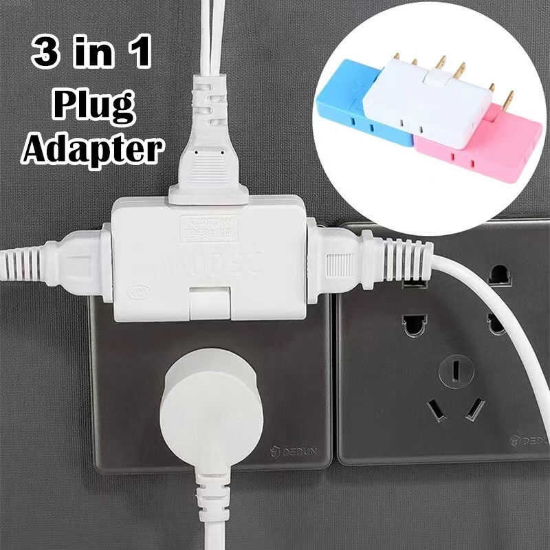Foldable 3 In 1 Extension Plug Adapter 2500W Rotatable Socket Converter ...