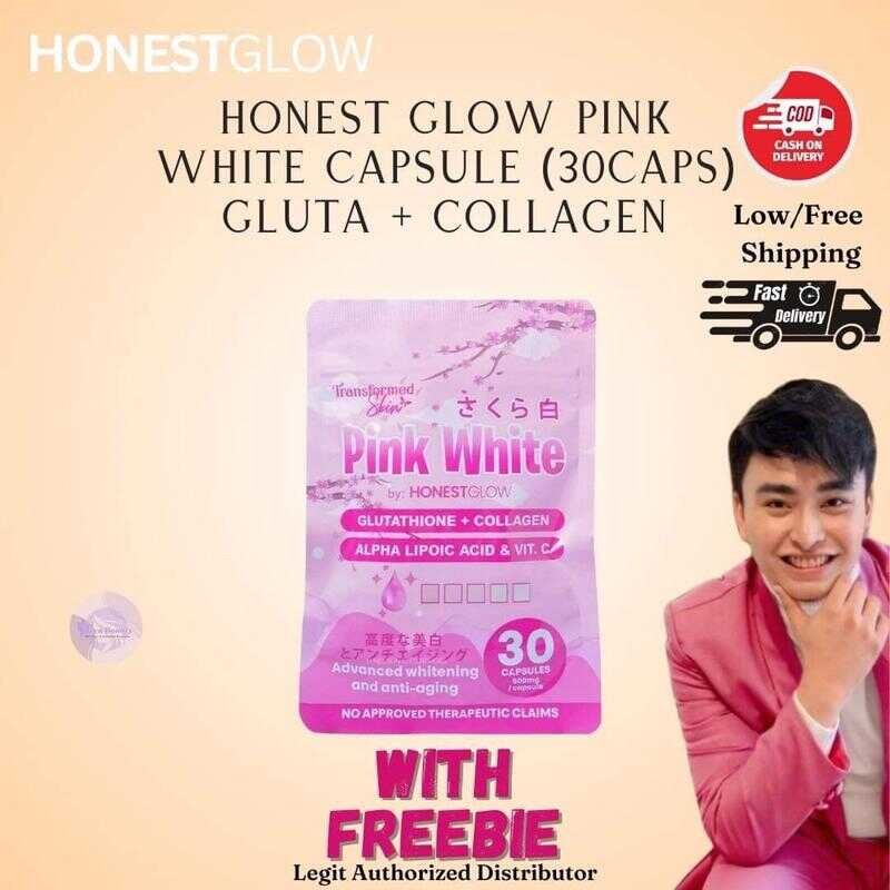 HONEST GLOW Pink White Capsule (30Caps) Gluta + Collagen Supplement 45E ...
