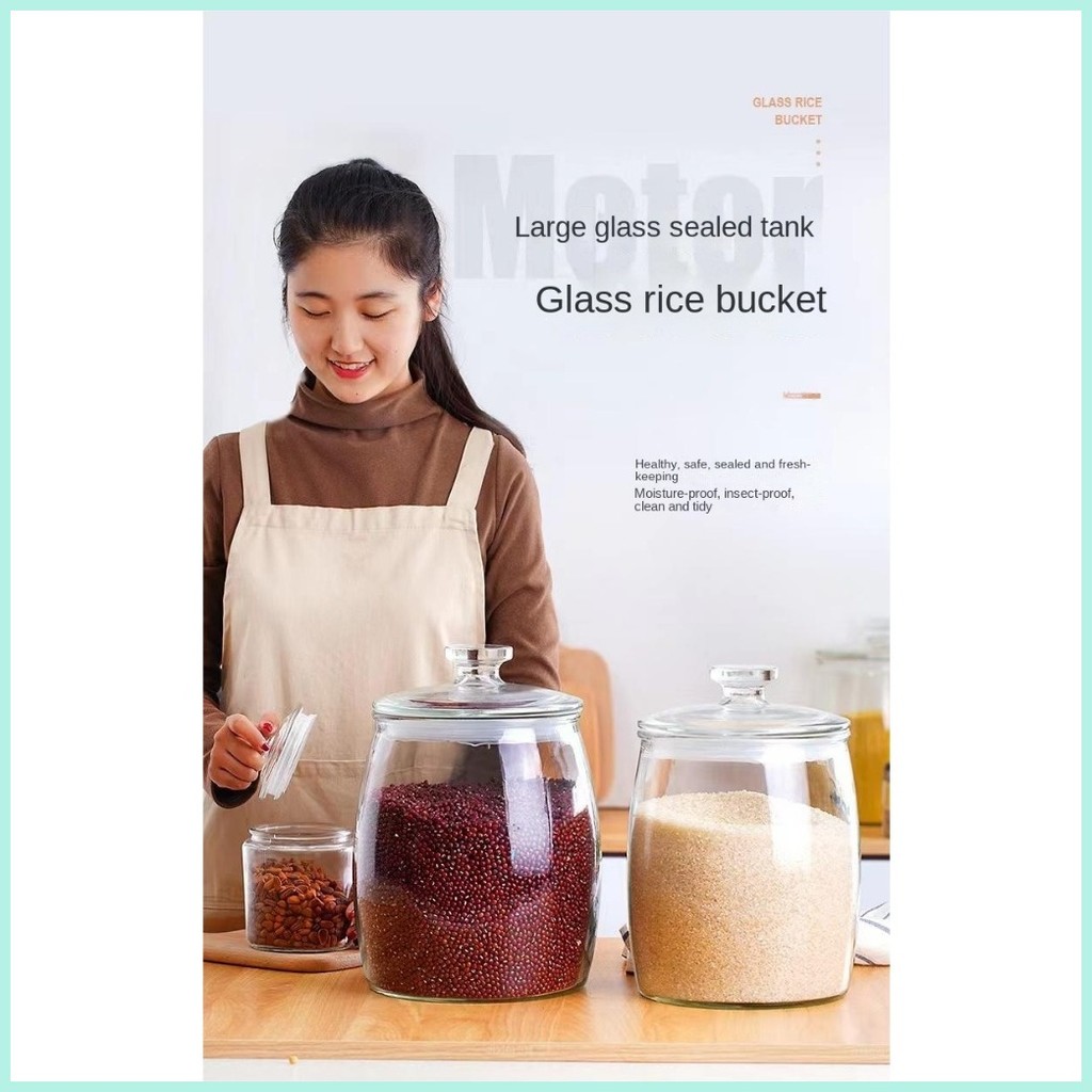 glass rice storage container 10kg lagyanan ng bigas 10 kilos rice ...