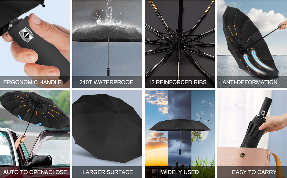 Automatic Umbrella High-Quality 60 Ribs UV Storm Resistant Large ...