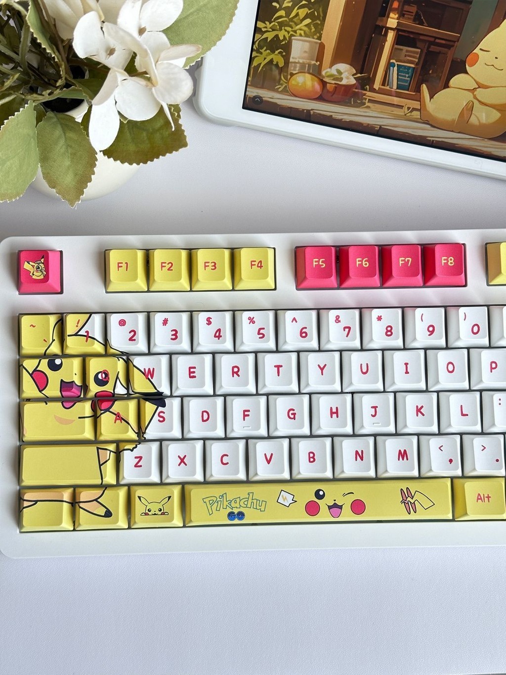 Pikachu Pokemon Keycap Cherry Profile PBT Five-sided Dye Sublimation ...
