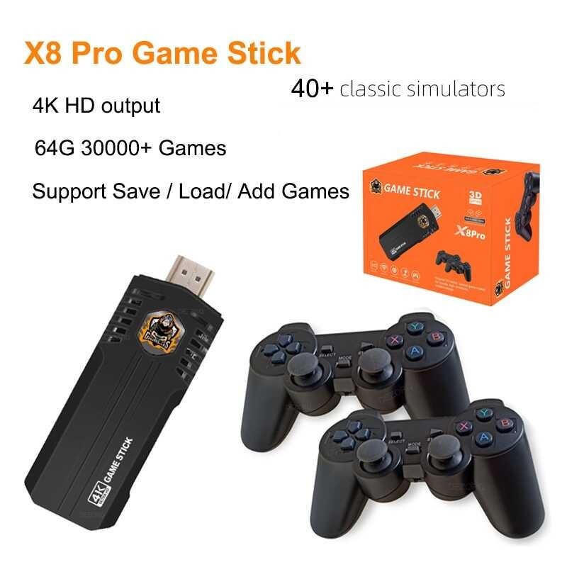 Pro Game X8 4K 46 Emulator Wifi 2.4G Stick With Two Wireless Handles ...
