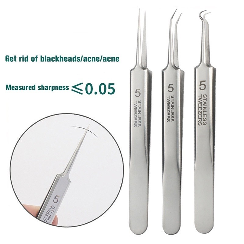 Stainless Steel tweezer Facial And Makeup Tools black heads remover ...