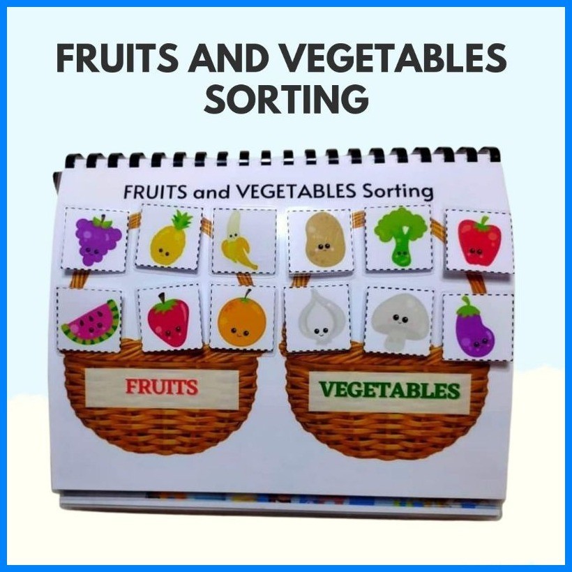 ♣ Fruits and Vegetables Sorting Interactive Laminated Busy Book ...