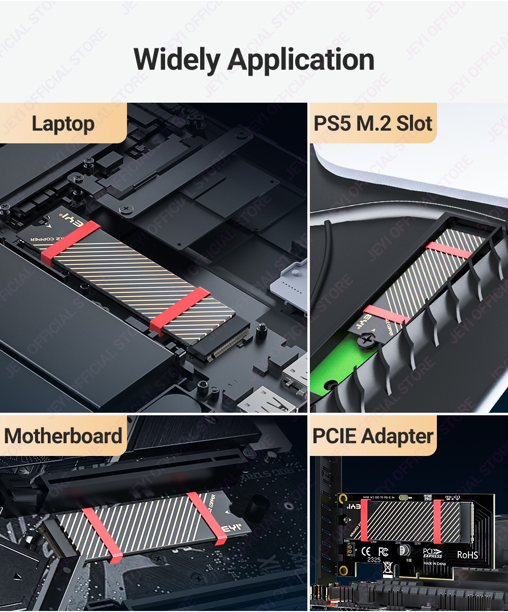 JEYI M.2 Copper SSD Heatsink with Graphene Layer, M2 NVMe NGFF 2280 ...