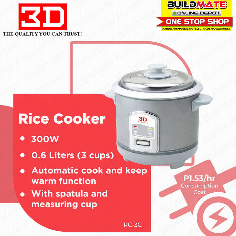 Automatic 3D Rice Cooker 0.6L Rc-3C BUILDMATE - | Shopee Philippines
