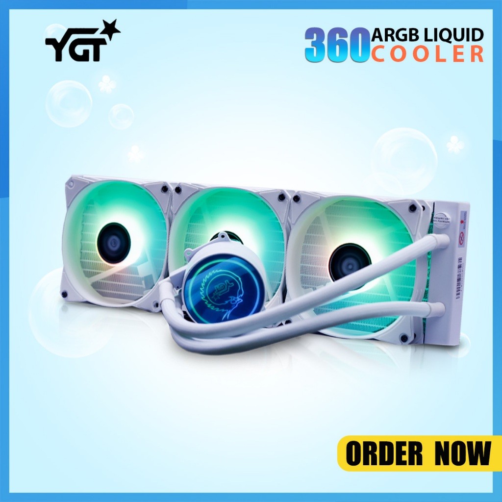 YGT DF-360 CPU Liquid Cooler All-in-one Liquid CPU Cooler with 5v 3PIN Aura Sync RGB black white ...