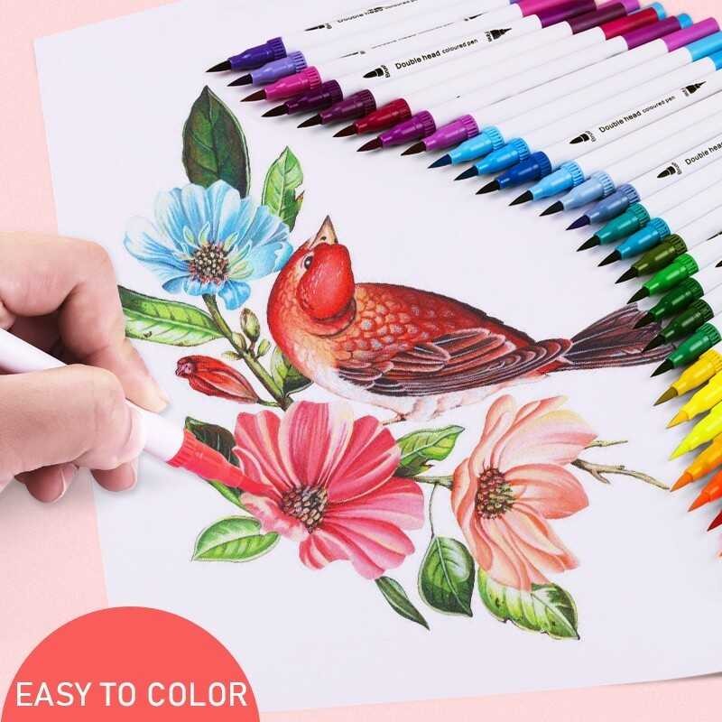 LY 12/24/36/48/60/80/100 Watercolor Brush Pen Colors Marker Pens ...