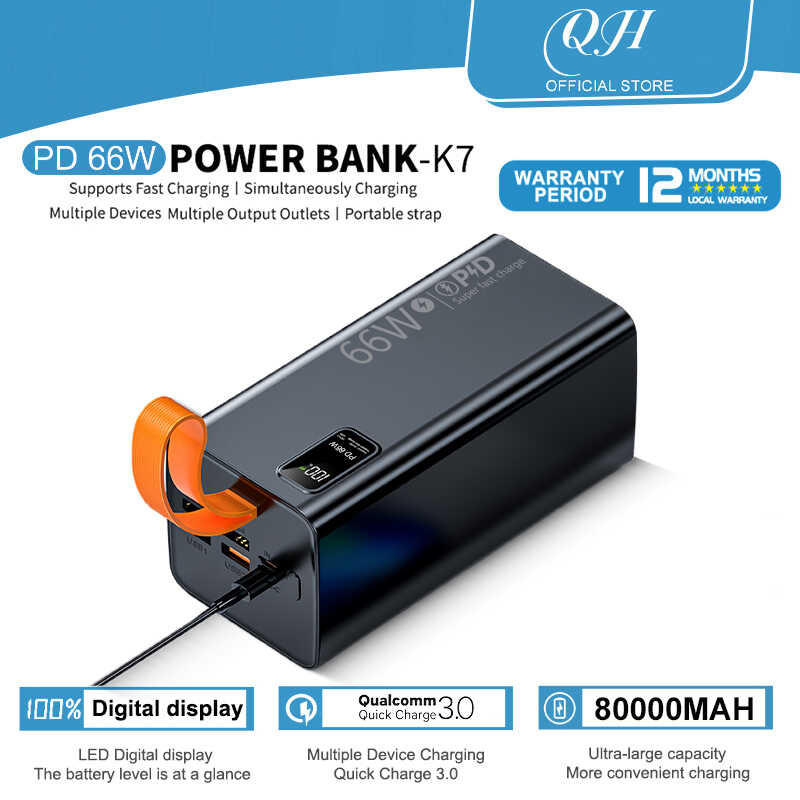 2025 QH original Power bank heavy duty PD66W K7 fast charging 30000mah ...