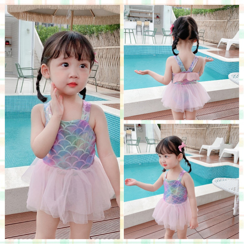 Girl Mermaid Swimsuit Summer Girl One-piece Swimsuit Mermaid Rainbow ...