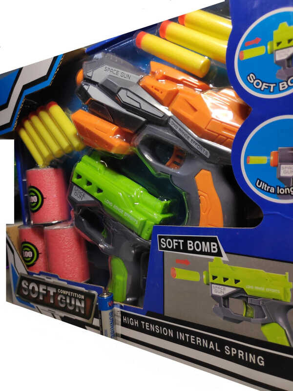 SOFT NERF BULLET 2 PIECES WITH TARGET TOY GUN FOR KIDS AND CHILDREN ...
