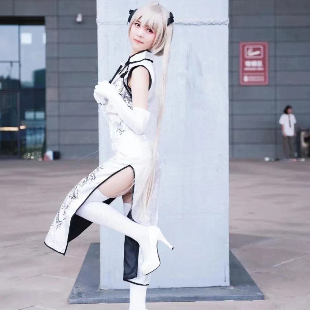§ Anime Yosuga No Kasugano Sora Cosplay Costume White Black Cheongsam ...