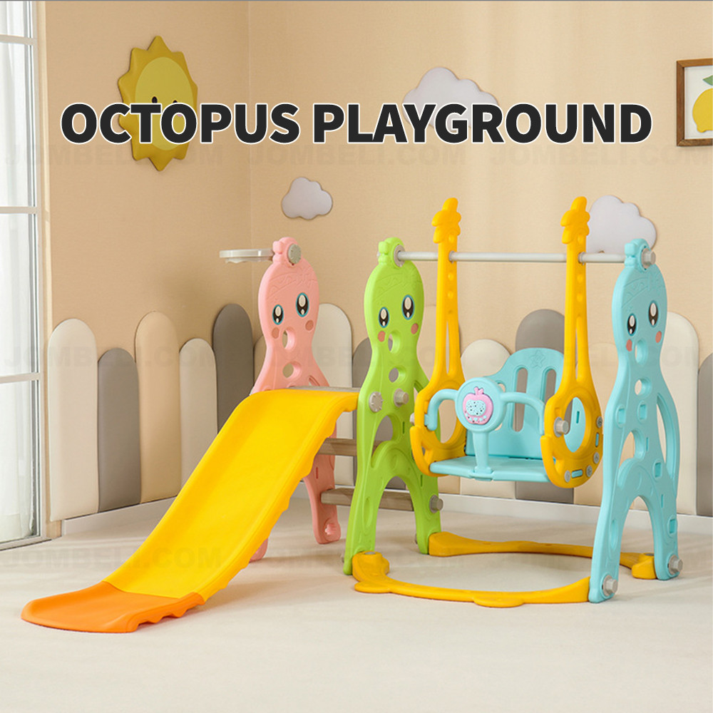 3 IN 1 OCTOPUS PLAYGROUND Swing Slide Basketball Hook Indoor Outdoor ...