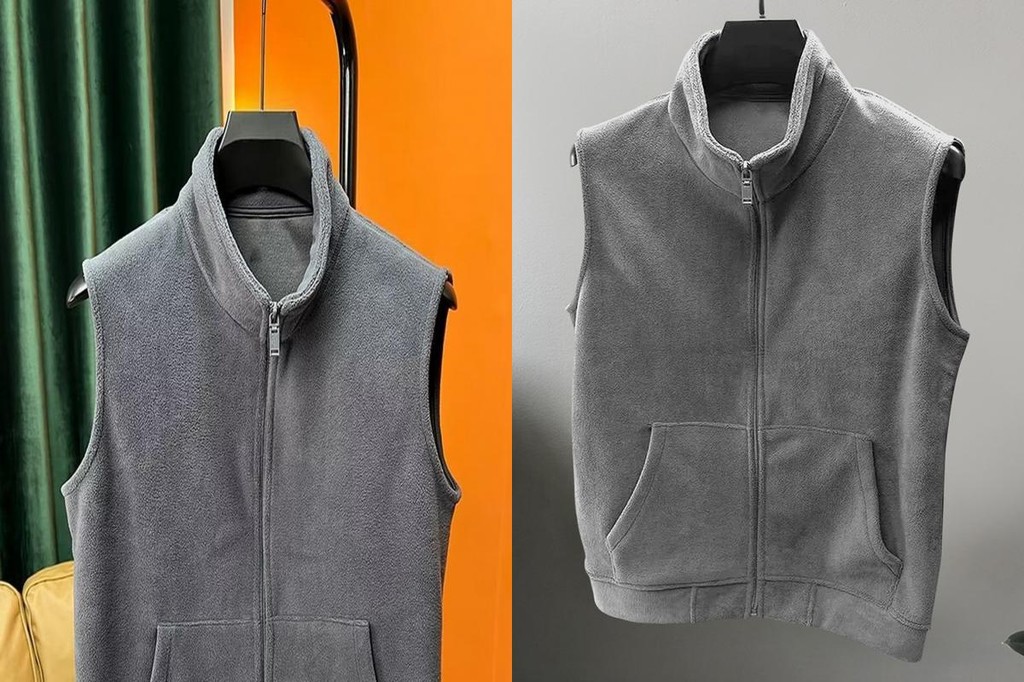 WSG_ Zipper Placket Vest Men Base Layer Vest Men's Warm Fleece Vest ...