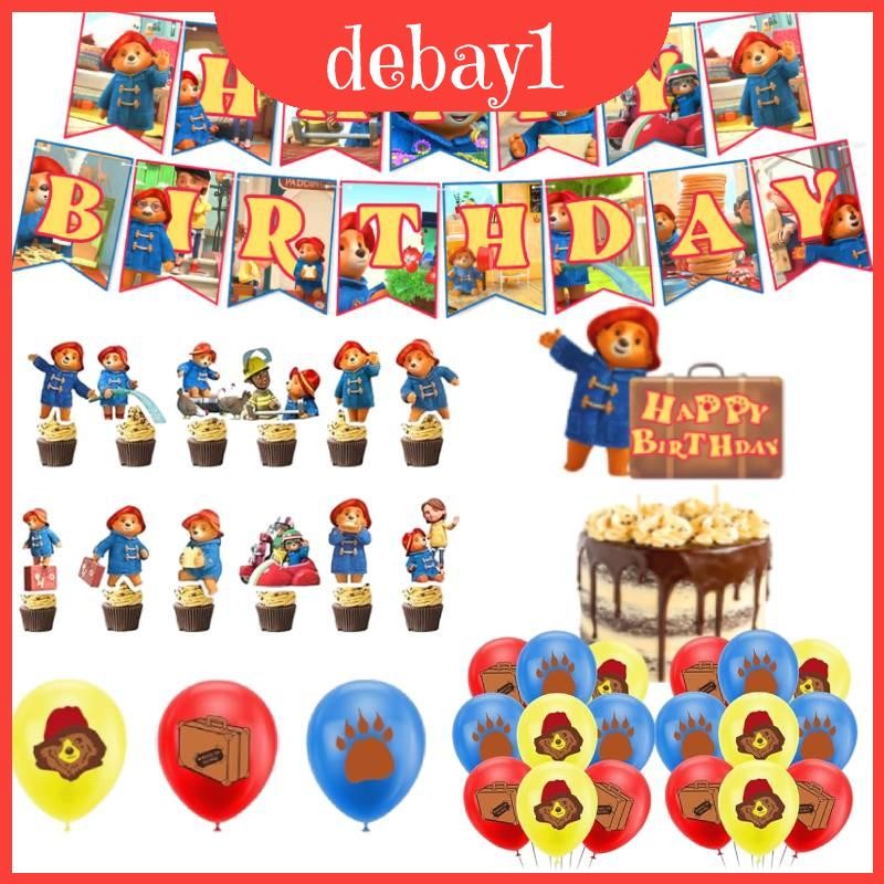 Birthday Bear Paddington Party Decor Set Banner Cake Toppers Pull ...