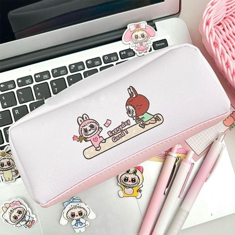 Cute Cartoon Labubu Single-Layer PU Zipper Pencil Case Labubu Junior ...