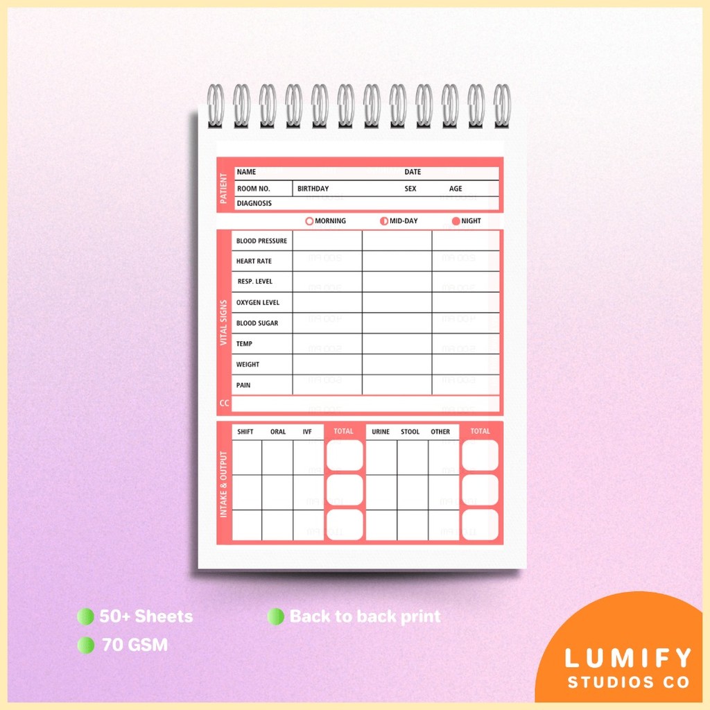 ⚾ Pocket Sized Vital Sign Log Book | Duty Notes | Nursing Notes ...