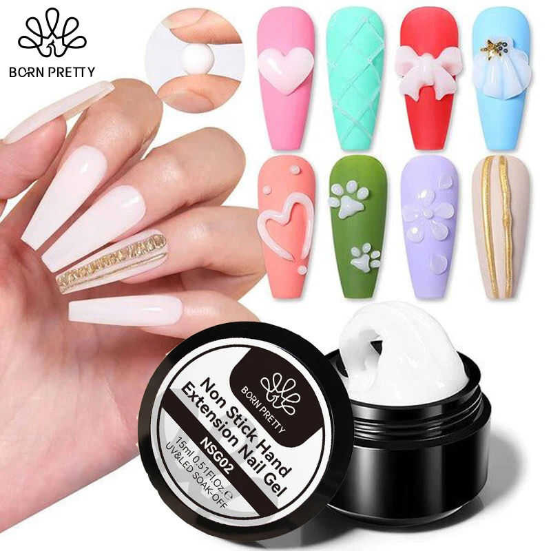 BORN PRETTY 15Ml Non Stick Hand Extension Clear Milky White Carving ...