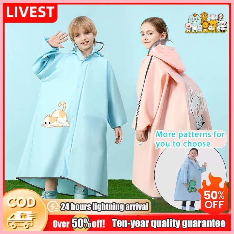 Ready Stock Raincoat Student Cartoon Thickened Raincoat Outdoor Travel ...
