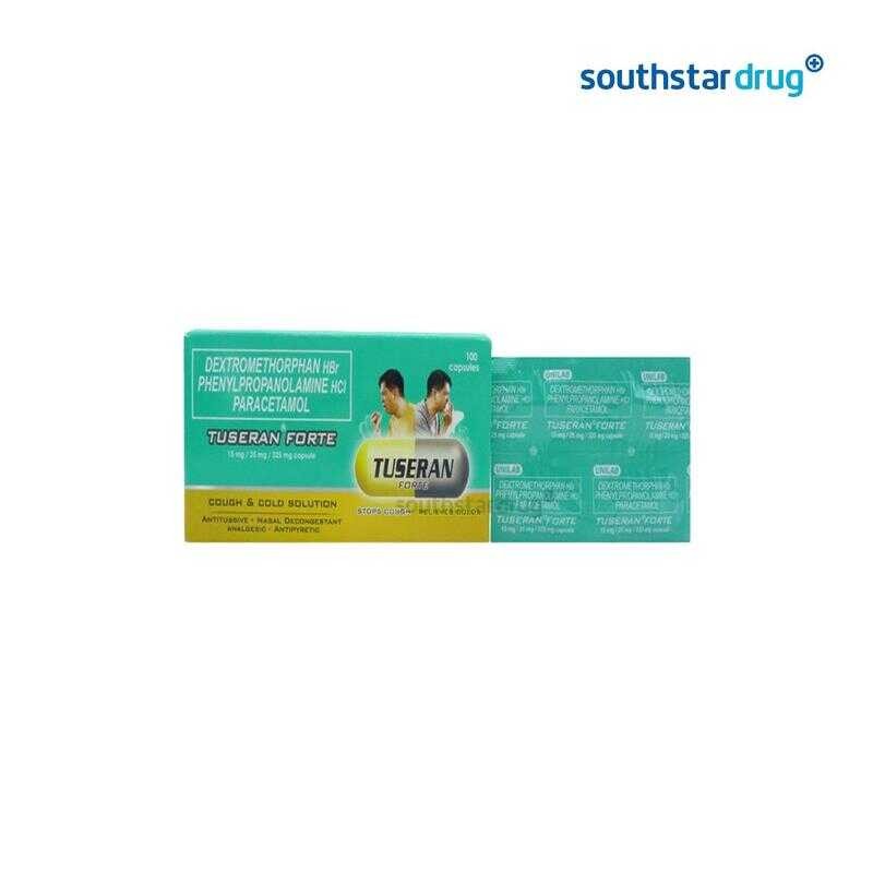 Tuseran Forte 15Mg/25Mg/325Mg Capsule - 20S (Relief For Cough, Colds ...