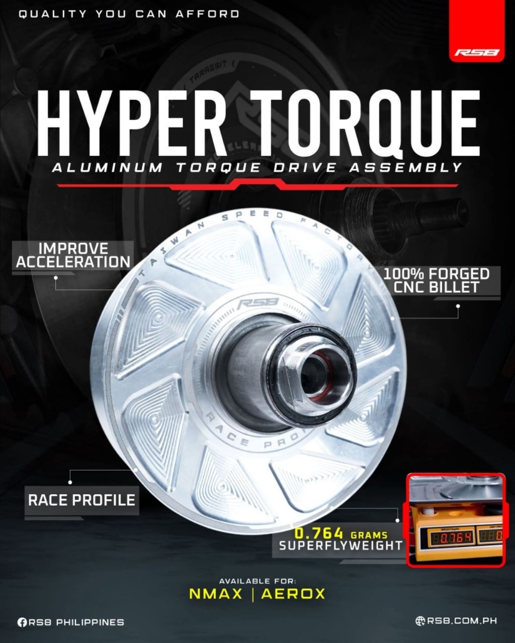 RS8 Hyper Torque Drive Aluminum CNC Forged Billet (Aerox/Nmax V1 V2 ...