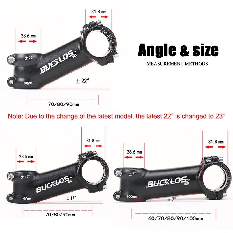 BUCKLOS Bicycle Stem Bike Stem Negative Alloy 7 17 23 Degree MTB Road ...