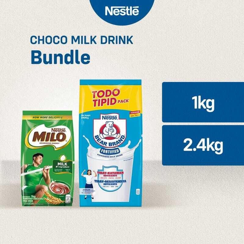 Milo Powdered Choco Malt Milk Drink 1Kg + Bear Brand Fortified 2.4Kg ...
