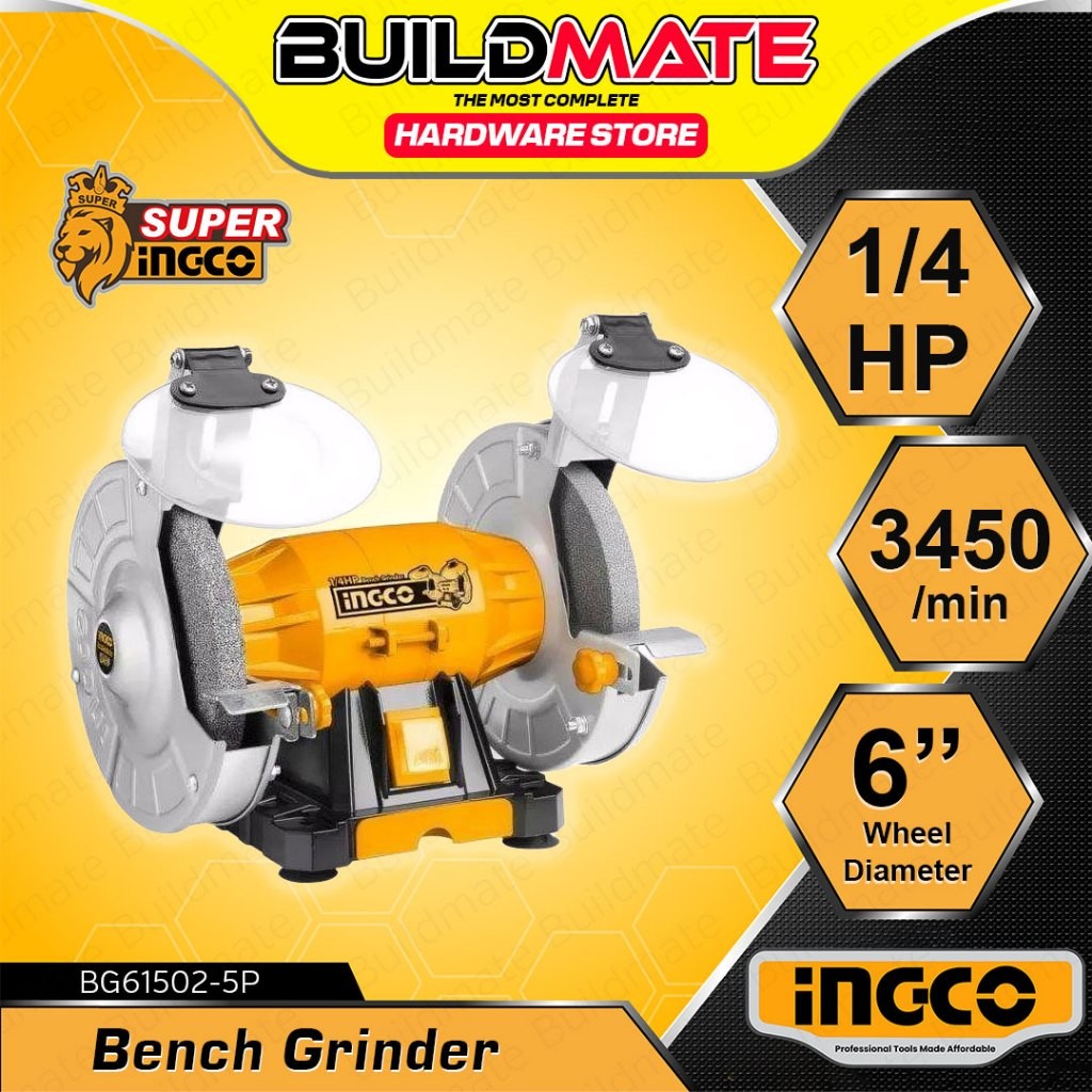 Ingco Bench Grinder 6" Inch 1/4HP Anti-Vibration System Grinding ...