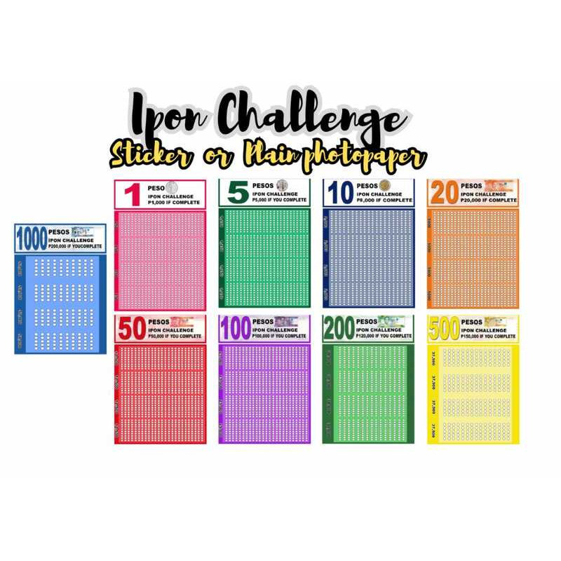 2Pcs Chart Guide Label Peso Sense Ipon Challenge Photopaper Sticker A5 ...