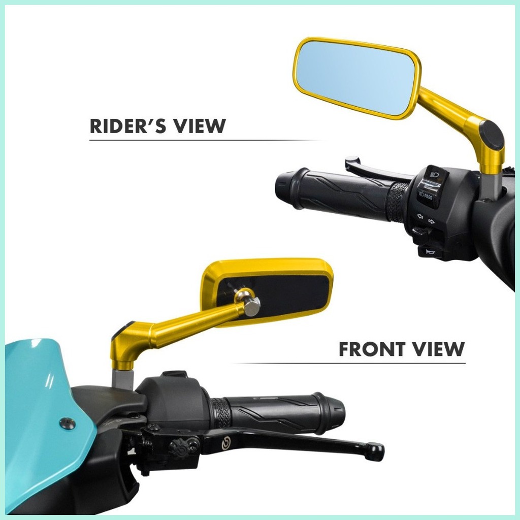 2PCS Motorcycle Side Mirror Full CNC HD Blue Lens 360° Rotation ...