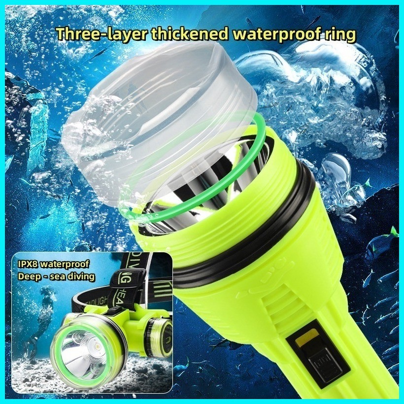 Diving Flashlight Rechargeabl Underwater 200m Waterproof Scuba LED ...