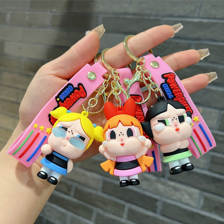 Cartoon Crybaby Powerpuff Girls Keychain Anime Doll School Bag Pendant ...