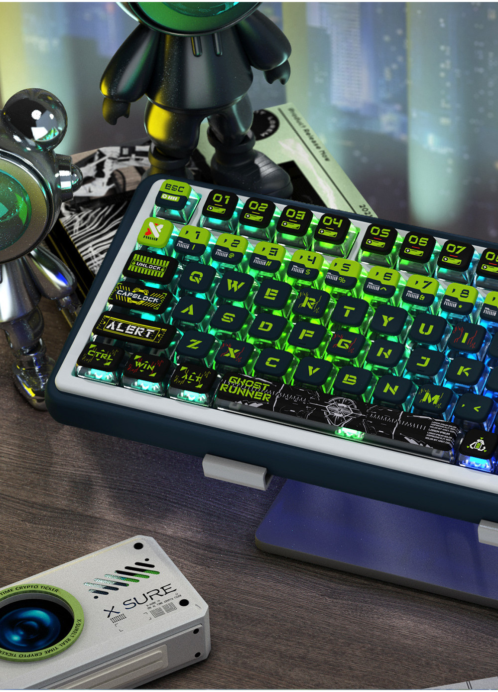 Cyberpunk Ghost Pudding Keycap MSA Profile PBT Four-sided Light ...